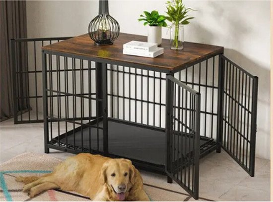 Hondenbench - Bench Hond - Hout - Maat M - Meubel - Zwart | bol