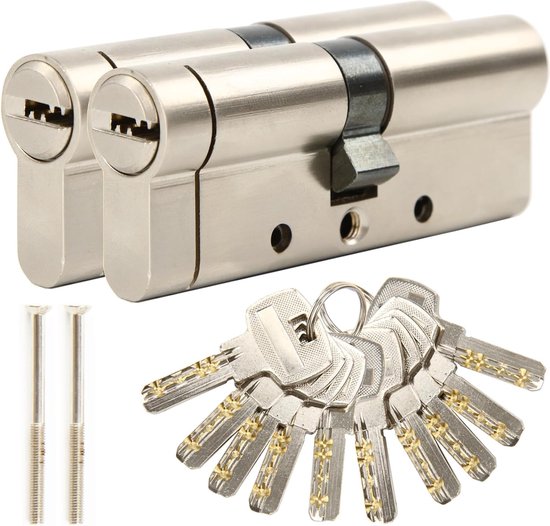 90mm (45/45) 2 Pack Deurvat Lock Euro Cilinder met Sleutels Anti Snap ...
