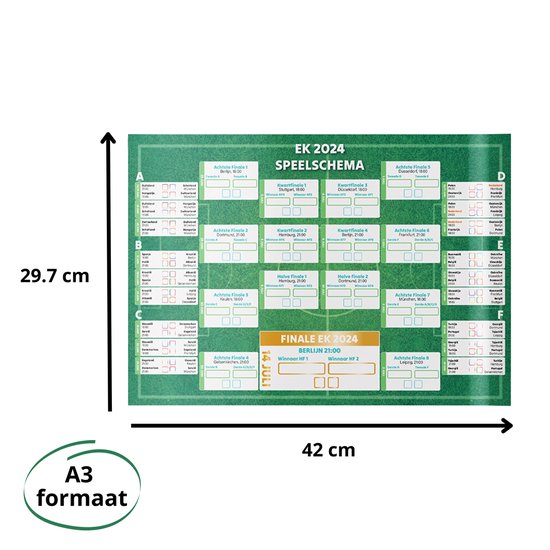 EK voetbal 2024 | EK speelschema poster | A3 formaat | 29.7 x 42 cm | Fotofabriek | bol