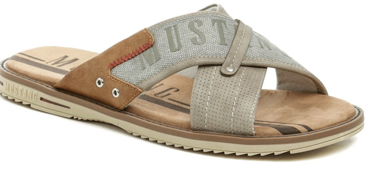 Mustang Heren Slipper Taupe - Schoenen.nl