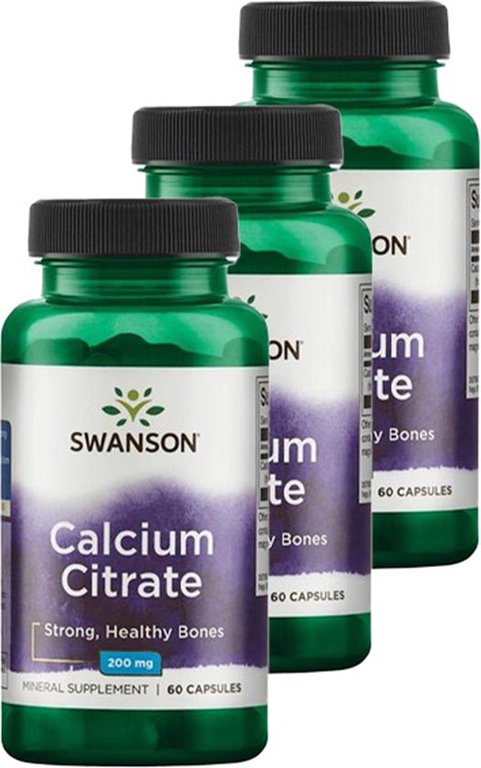 Swanson | Calcium Citraat 200mg | 60 Capsules | 3 stuks | 3 x 60 ...