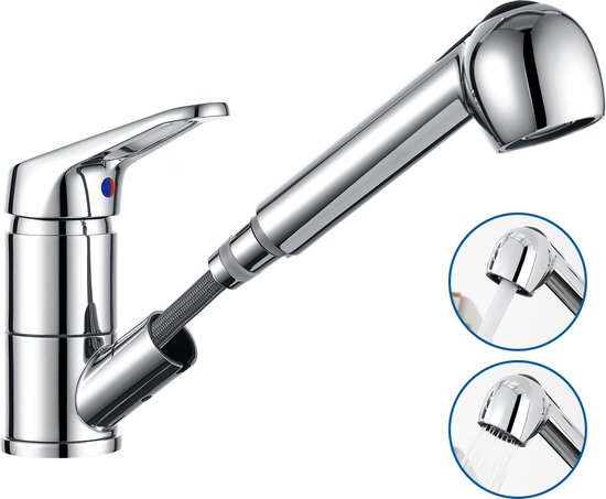 Auralum max keukenkraan Met Uittrekbare Uitloop Chroom - Handdouche - Mengkraan -2... | bol