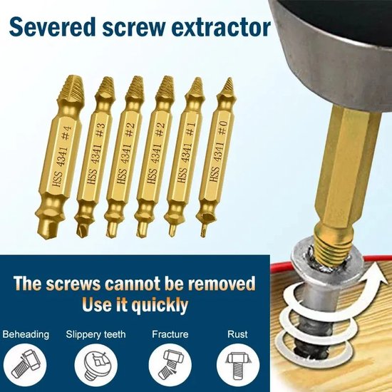 6 Stuks Schroef Extractor Drill Bit Extraction Kit Beschadigde Speed ...