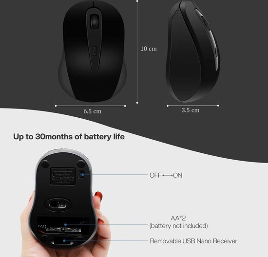 Draadloze Muis - USB 2.4Ghz - Geschikt voor Laptop en PC - Ideaal voor ...