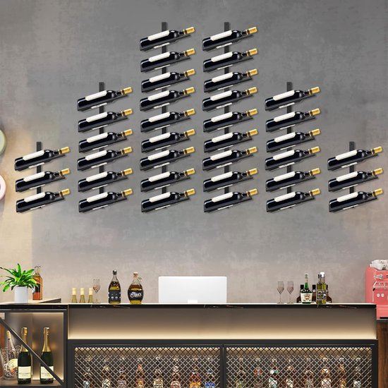 Muur wijnrek flessenrek voor 6 flessen - hangend en wandmontage ...