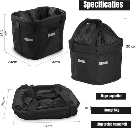 Fietsmand Hond – Hondenmand Fiets Met Reflecterende Rand – Fietsmand Hond Voorop... | bol