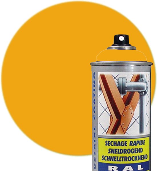Motip industrial acryllak hoogglans RAL 1003 signaal geel - 400 ml | bol