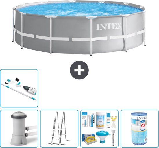 Intex Rond Prism Frame Zwembad - 366 x 99 cm - Grijs - Inclusief Pomp ...