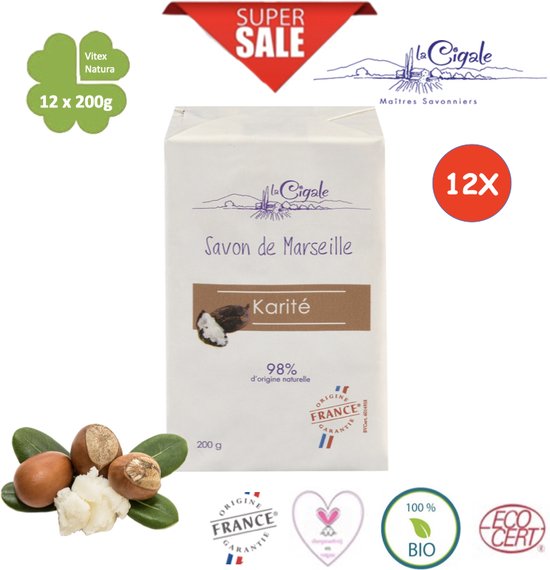 Karité Marseille Zeep | 12 x 200g | een extra milde shea boter zeep ...