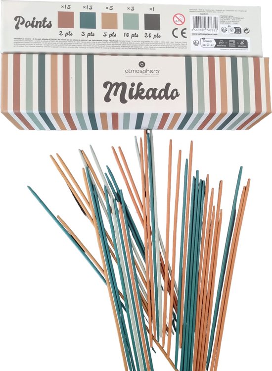 Mikado - spel - Bamboe - moderne zachte kleuren - 20cm - reisspel ...