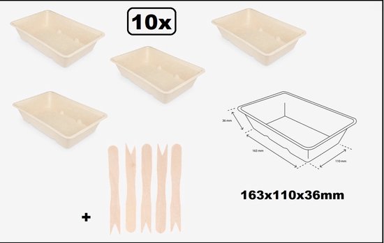 10x Bio Frietbakje A13 met 10 frietvorkjes - Patat friet frites bakje ...