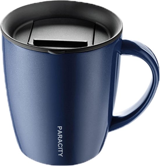 350 ml, roestvrijstalen thermosbeker, thermobeker met deksel en handvat ...