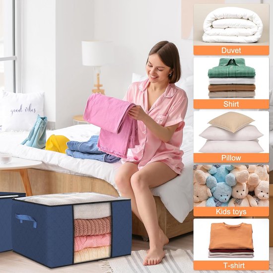 4 stuks 90 l opbergtas, groot, opbergdoos met deksel, versterkte ...