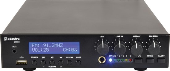 Adastra UM60 100v versterker met Bluetooth en USB/SD/FM radio 60W | bol
