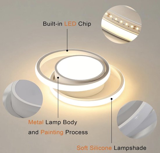 LED Plafondlamp - Ronde Plafondlamp - Warm Wit - Moderne LED ...