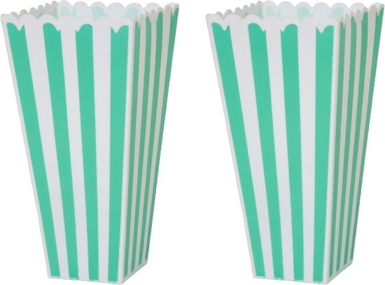 Popcorn bak herbruikbaar - Mint / Wit - Kunststof - 9 x 9 x 19 cm - Set ...