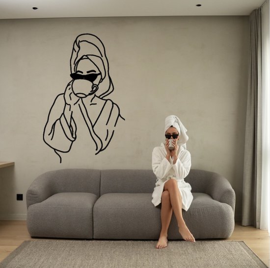 Vrouw12 - Silhouette - Metaalkunst - Grijs - 90 cm- Line Art Decoratie ...