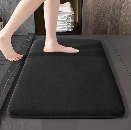 Zwarte Badmat Met Anti Slip | Water Absorberend | Grijs Antraciet 40 x ...