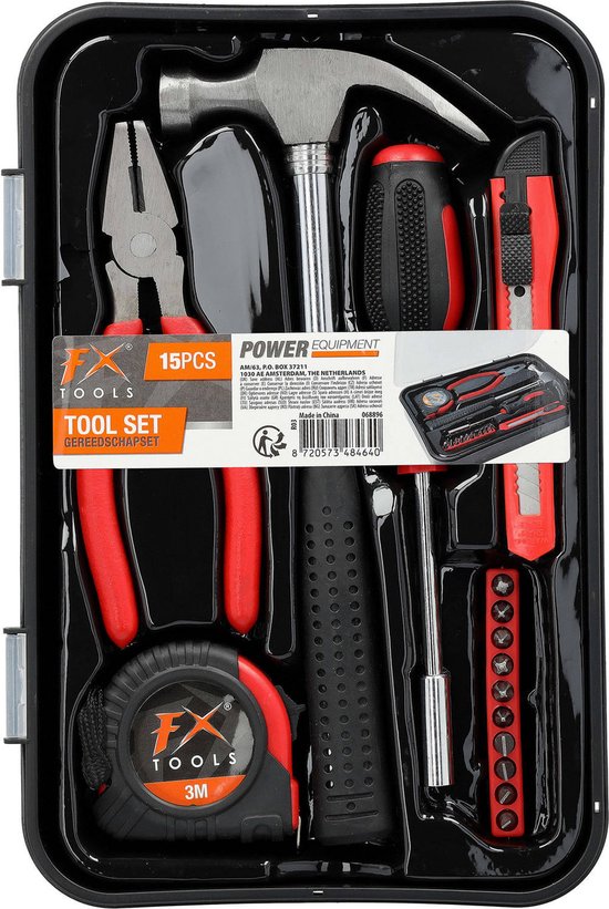 Gereedschapset in Doos - 15-delig Gevuld - Hamer - Schroevendraaier - Knijptang | bol