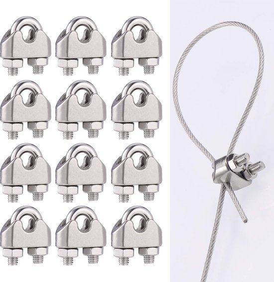12 stuks M3 kabelklemmen Heavy Duty, 304 roestvrijstalen U-bouten ...