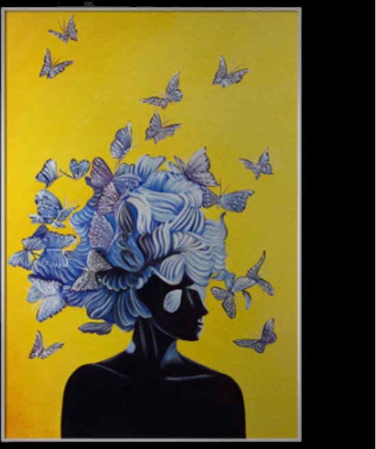 Allernieuwste.nl® Canvas Schilderij Modern Vlinder Meisje - Moderne ...