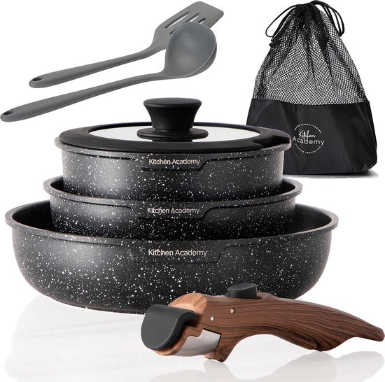 Bastix - pannenset met afneembare handgreep - 10-delige ...