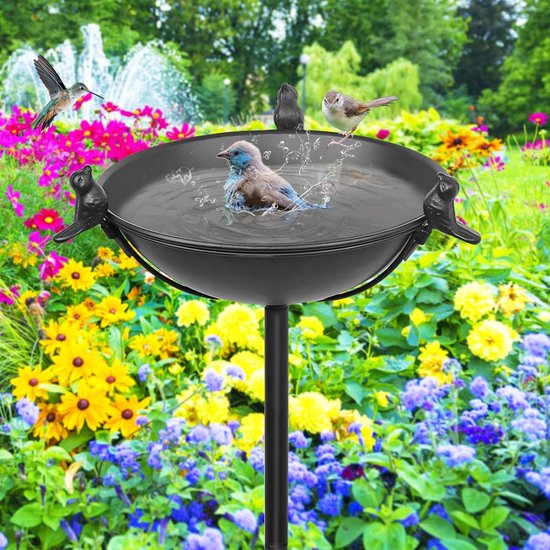 Outdoor Bird Bath Garden BirdBath Feeder met metalen stek, vogelbad ...