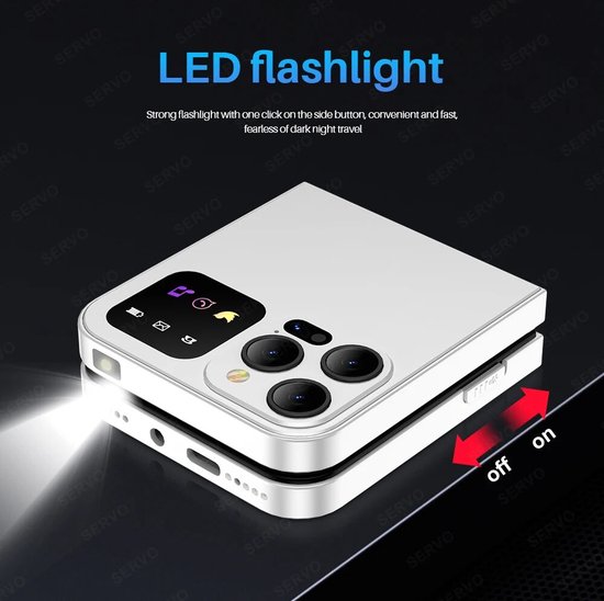 Servo A50 Pro Flip Telefoon Dual Sim Kaart Gsm Elektrische Zaklamp ...