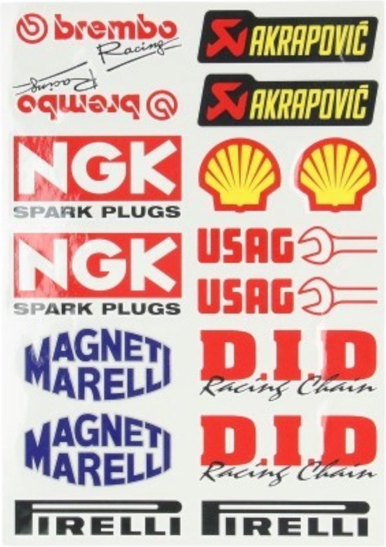 Stickerset Sponsor Brembo / NGK / Akrapovic / Ohlins / Pirelli | bol
