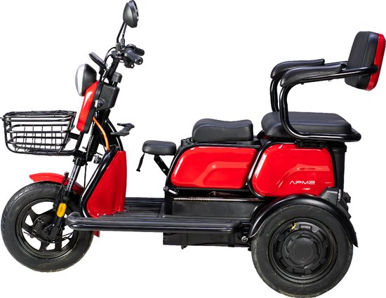 Elektrische driewieler, 1000 W motor, 2-3 zitplaatsen, APM2 rood ...