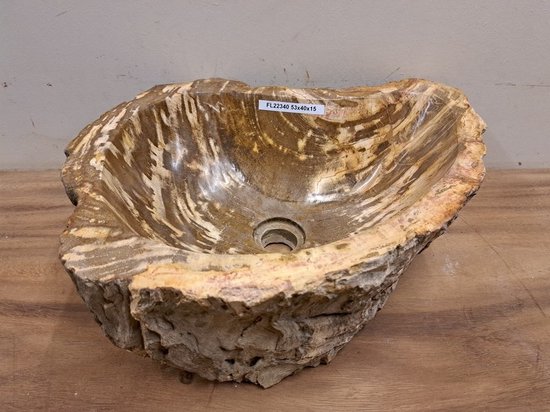 Waskom van versteend hout - 53x40x15cm - FL22340 | bol