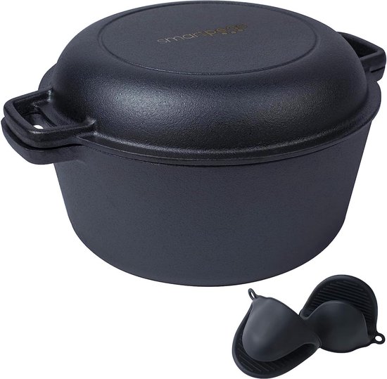 Gietijzeren pan met deksel, gietijzeren pan om brood te bakken ...