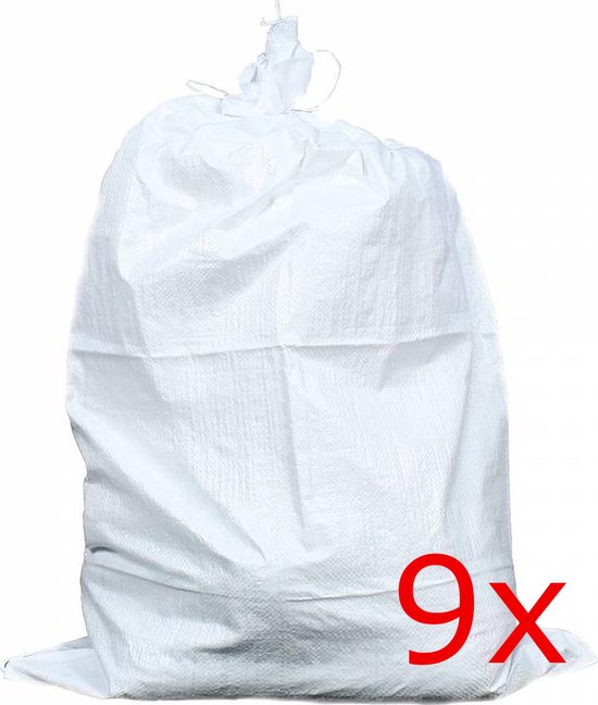 9X Puinzakken PP polypropyleen 55x66cm 70g/m2 40KG grind stenen puin ...