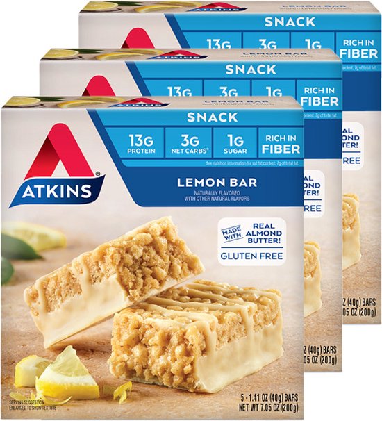 Atkins | Snack Bar | Lemon Bar | 3 stuks | 3 x 40g | bol