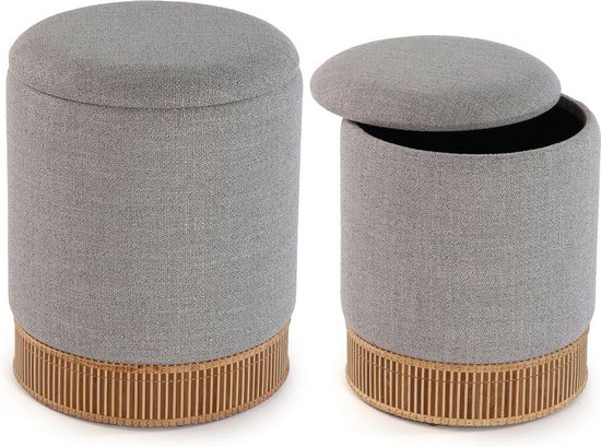 Versa Verwijderbare Poef Versa Grijs Bamboe Hout Mdf 36 X 44 X 36 Cm (2 ...