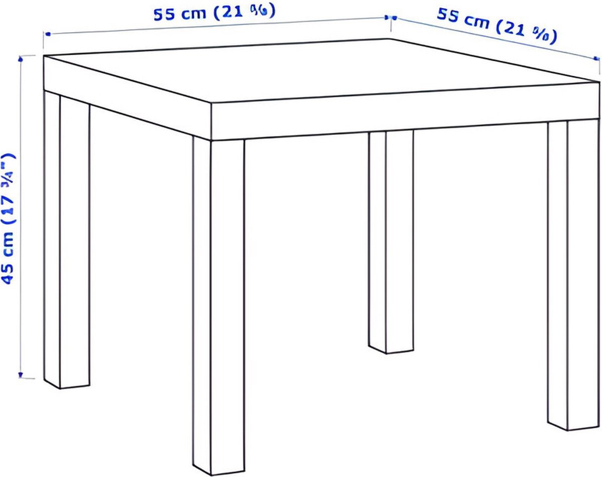 Table Basse - Plateau En Glas Bleu Clair - Ikea Lack Base - 55x55cm ...