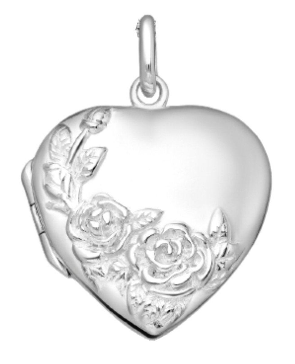 Joy|S - Zilveren medaillon hanger - hartje - roos - massief zilver ...