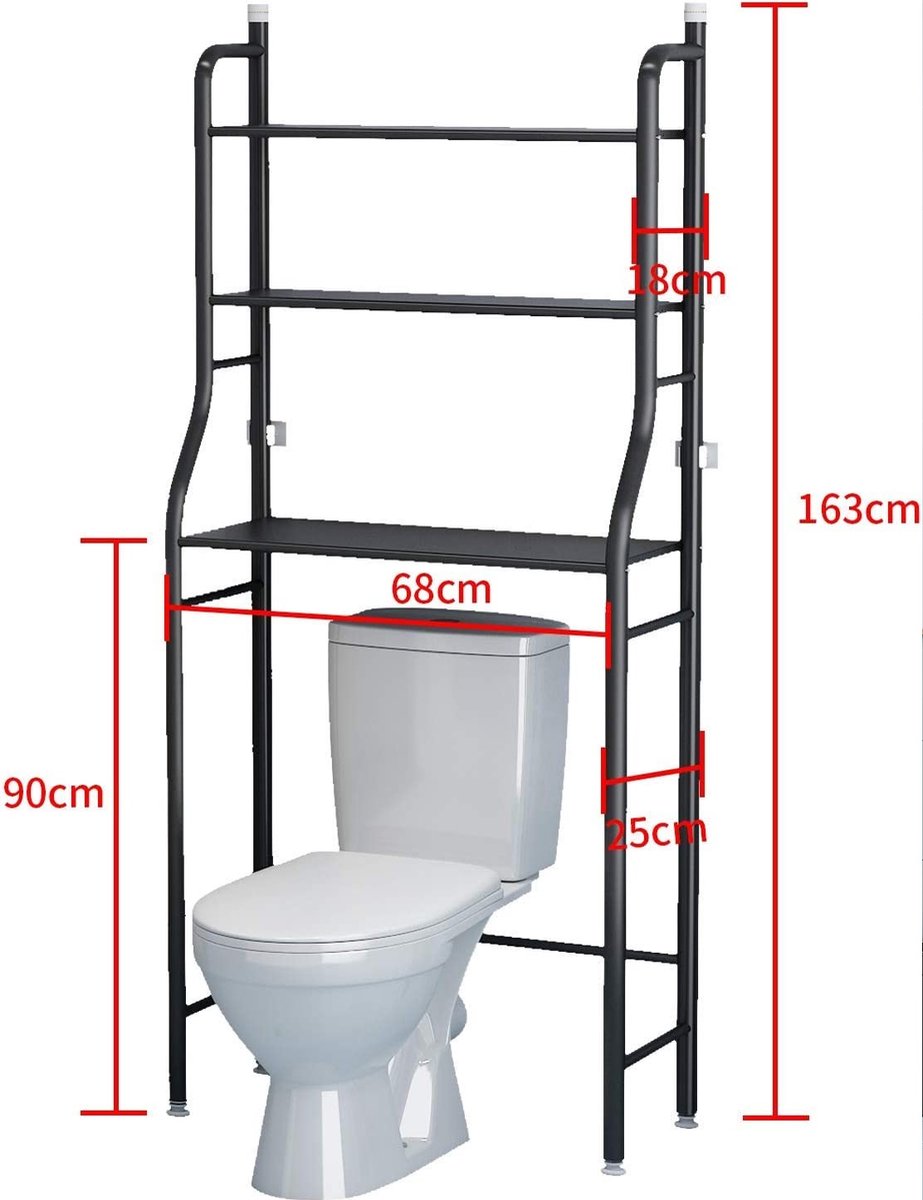 Wasmachine ombouw rek zwart 163 x 68 x 25 cm - Wasmachine rek zwart ...