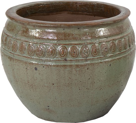 Pot de Fleurs Bol Glacé Off Rim - d30 x h24cm - Vert | bol.com