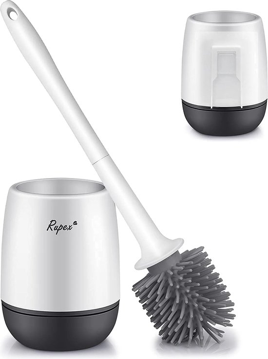 Rupex Toiletborstel, siliconen toiletborstel en houder, wandmontage met ...