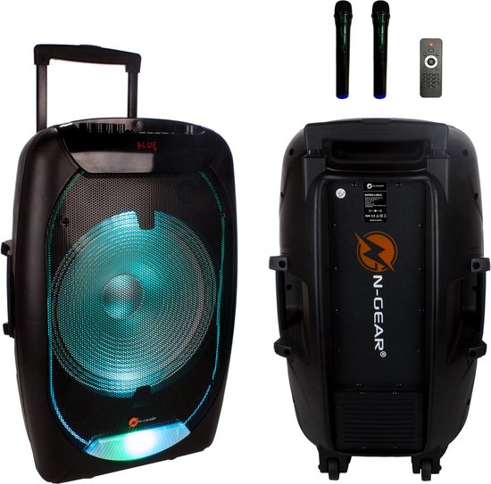 N-GEAR The Flash 1510 - Draadloze Bluetooth Speaker - Karaoke Set - 2 Microfoons -... | bol.com