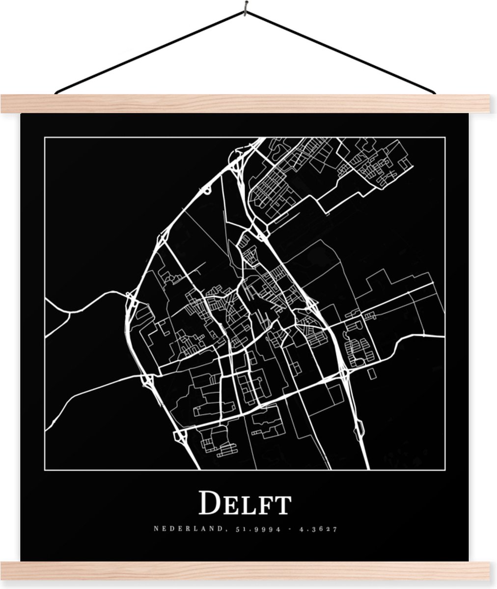 Posterhanger incl. Poster - Schoolplaat - Kaart - Delft - Plattegrond ...