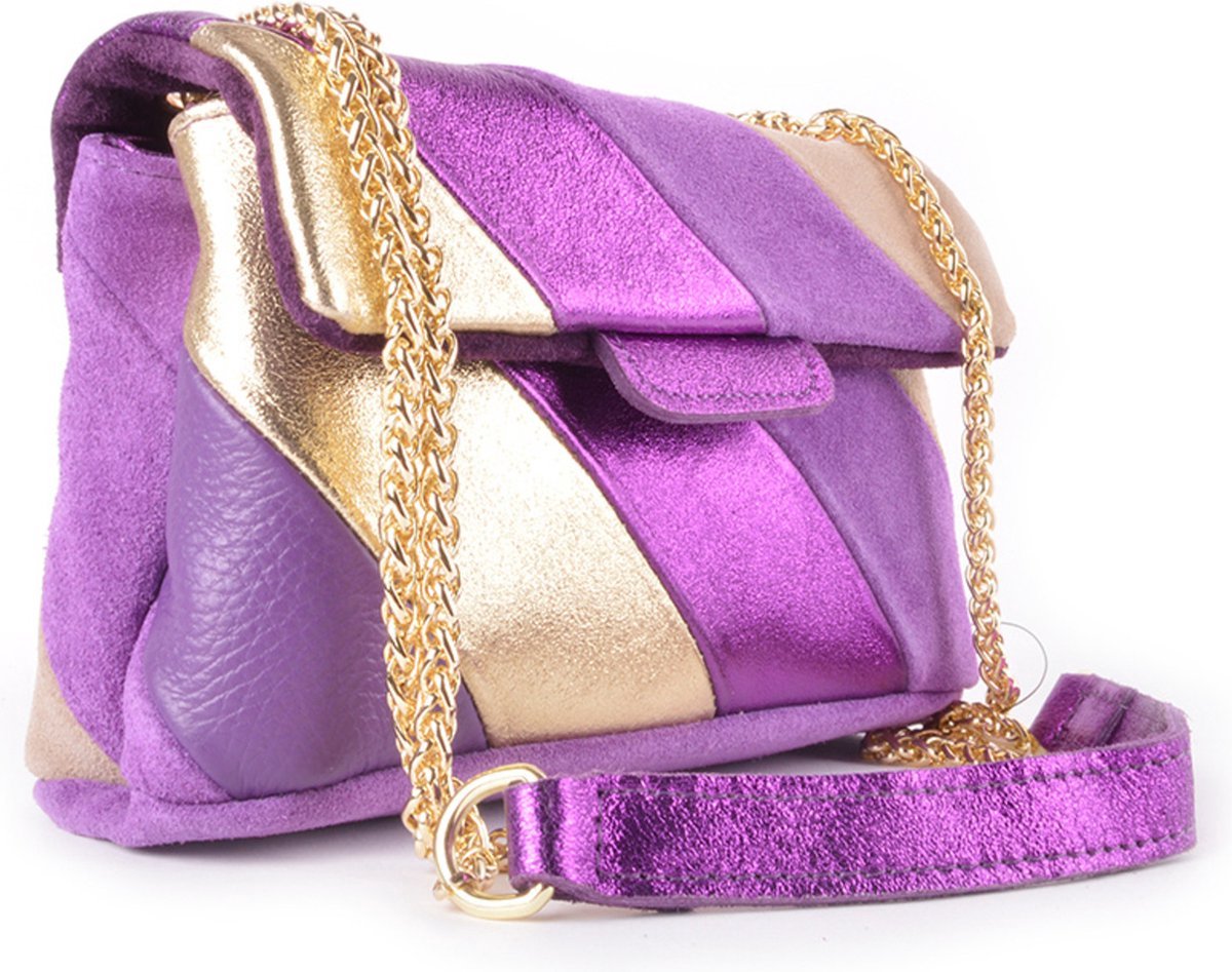 Lederen handtas - Rainbow Metallic - rainbow glitter - pink handbag ...