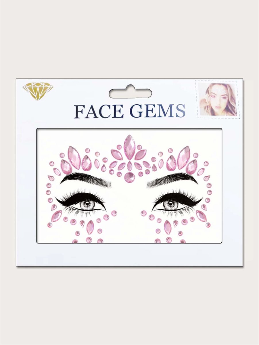 Face Gems roze edelstenen - Gezichtsmasker roze edelstenen - festival ...