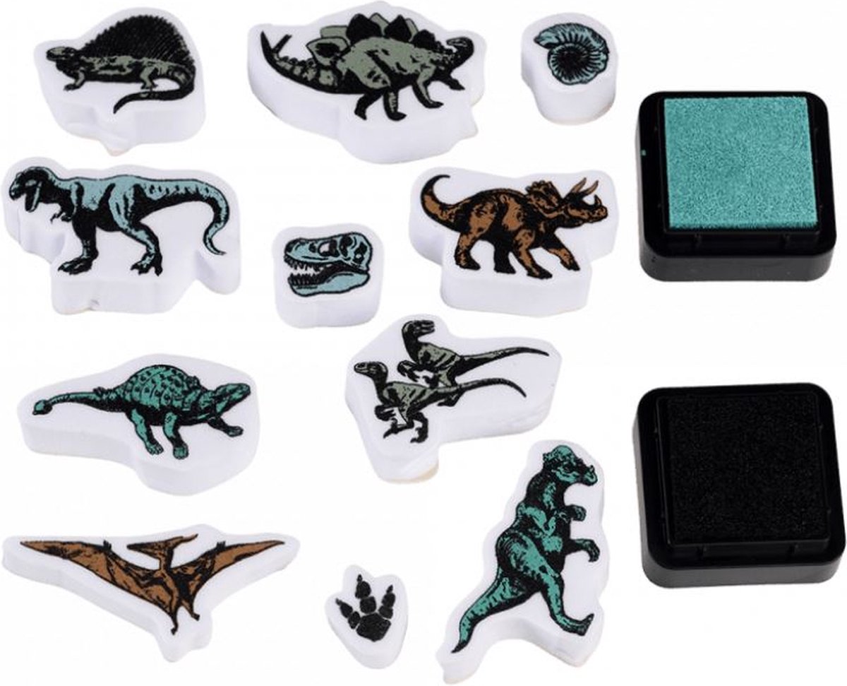 stempelset Prehistorie Dino Dinosaurus 11 rubber stempels - met ...