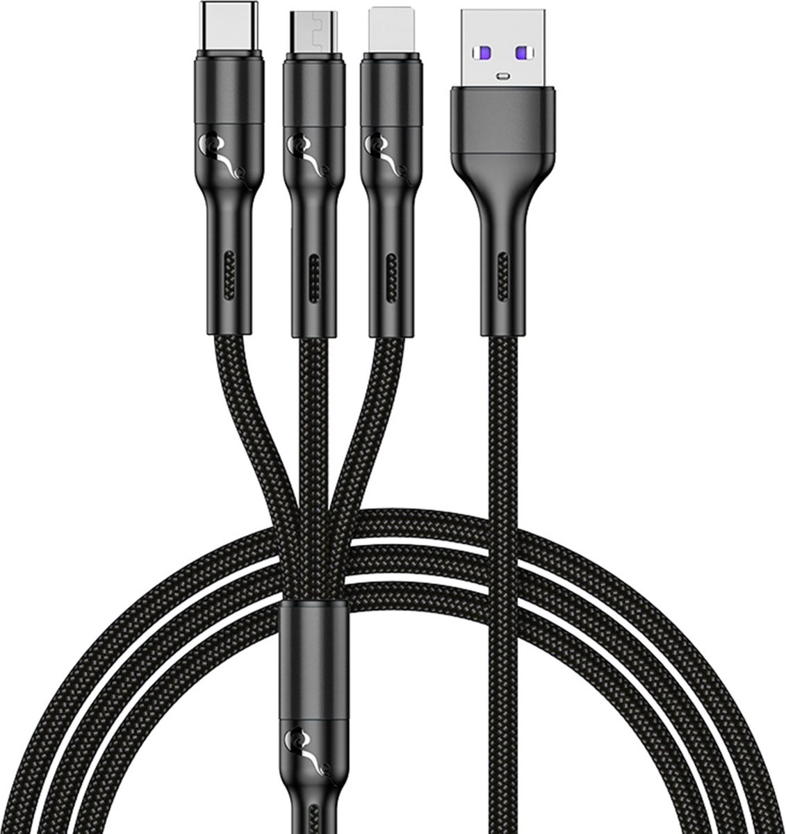 EGA - câble - 1m - foudre, USB-C et Micro - 3 en 1 - Zwart | bol.com