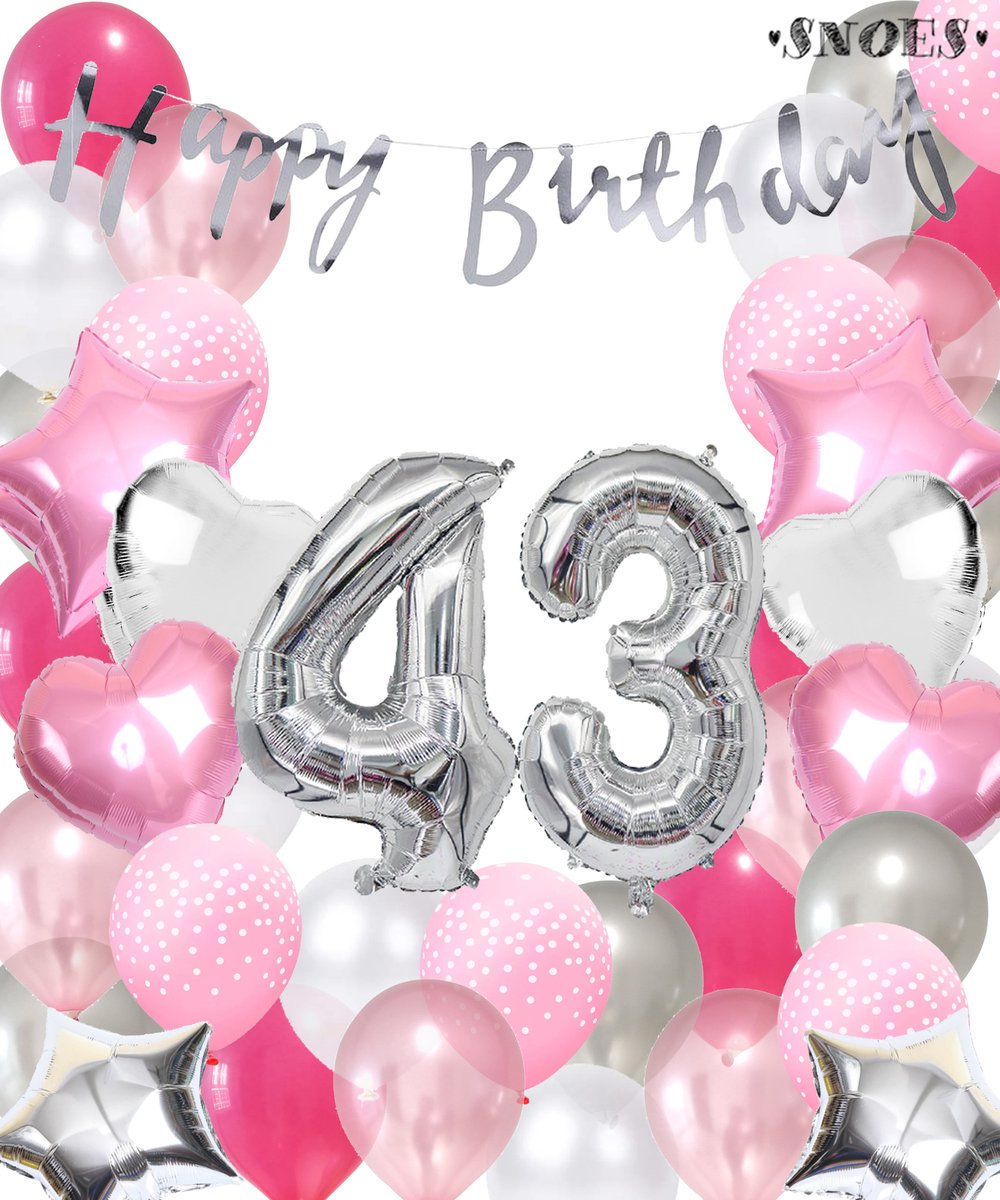 Snoes Ballonnen 43 Jaar Pink Blush Silver Mega Ballon - Compleet ...