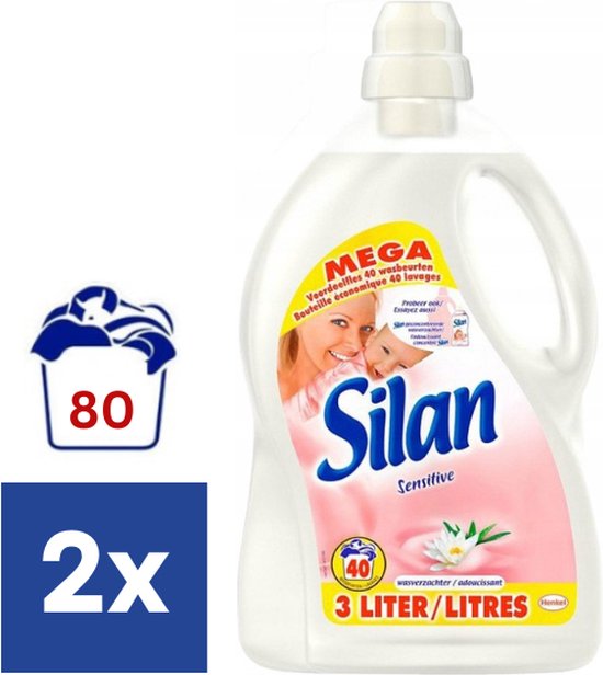 Silan Sensitive Wasverzachter - 2 x 3 l (80 wasbeurten) | bol