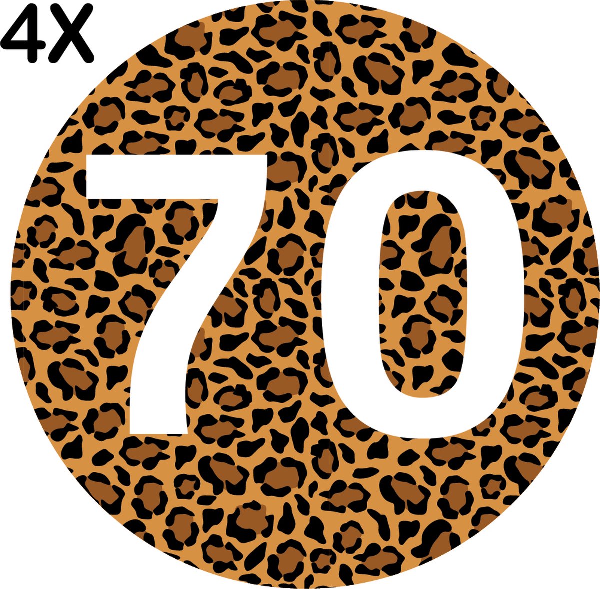 Containerstickers Huisnummer "70" - 25x25cm - Panter Print Cirkel met ...