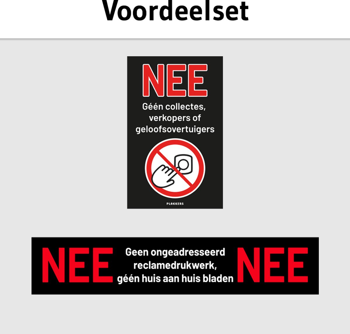 VOORDEELSET Nee Nee Sticker + Geen Collecte Sticker - Nee nee sticker ...